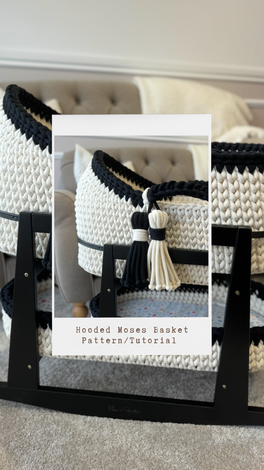 Hooded Crochet Moses Basket Pattern - Three Little Cubs